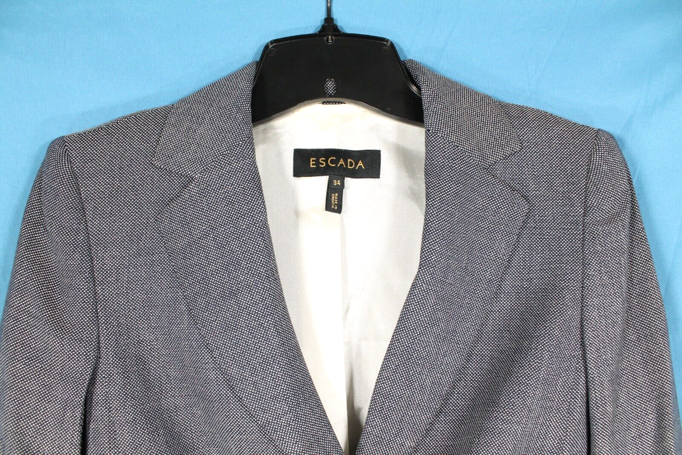 ESCADA Lined VIRGIN WOOL BLEND Navy Blue MICRODOT 2-Buttons BLAZER/JACKET 34/4 | eBay