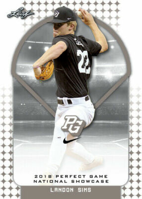 LANDON SIMS 2018 "1ST EVER PRINTED" LEAF PERFECT GAME ROOKIE CARD #083 ...