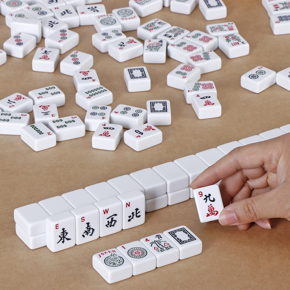 American Mahjong Set 166 Tiles 4 Colors Pushers/Racks Mahjong Set W ...