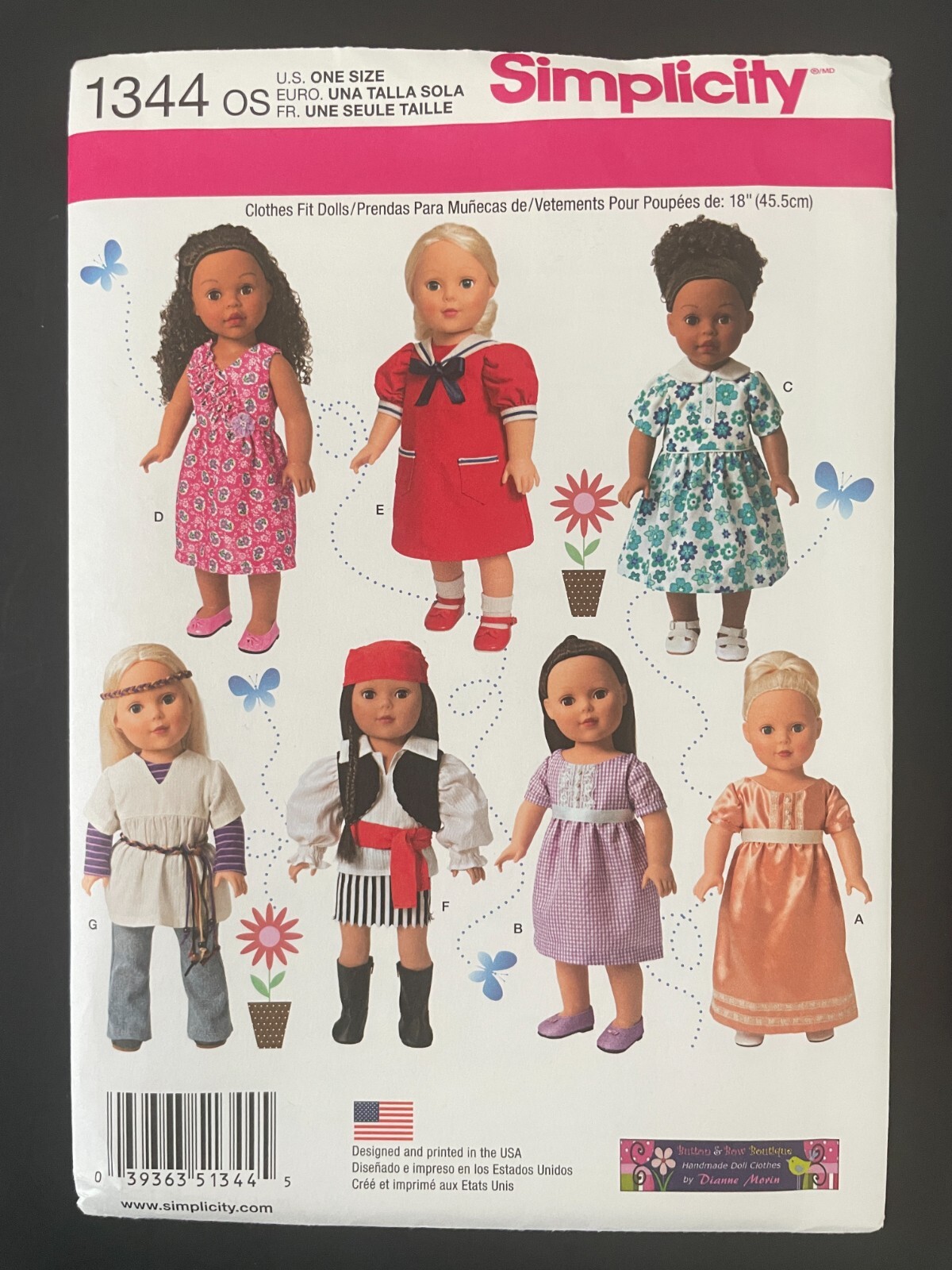 2015 Simplicity Sewing Pattern 1134 Wardrobe for 18" Doll 4 Outfits ...