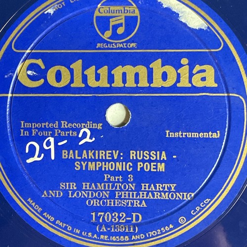 10" 78 RPM-Sir Hamilton Harty-Balakirev: Russia Symphonic Poem Pt 3/4 ...