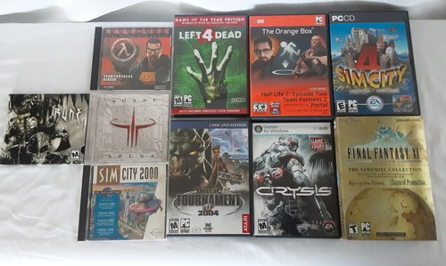 Lot of 11 PC Games - Half-Life, Crysis, Unreal Tournament 2k4, Sim City ...