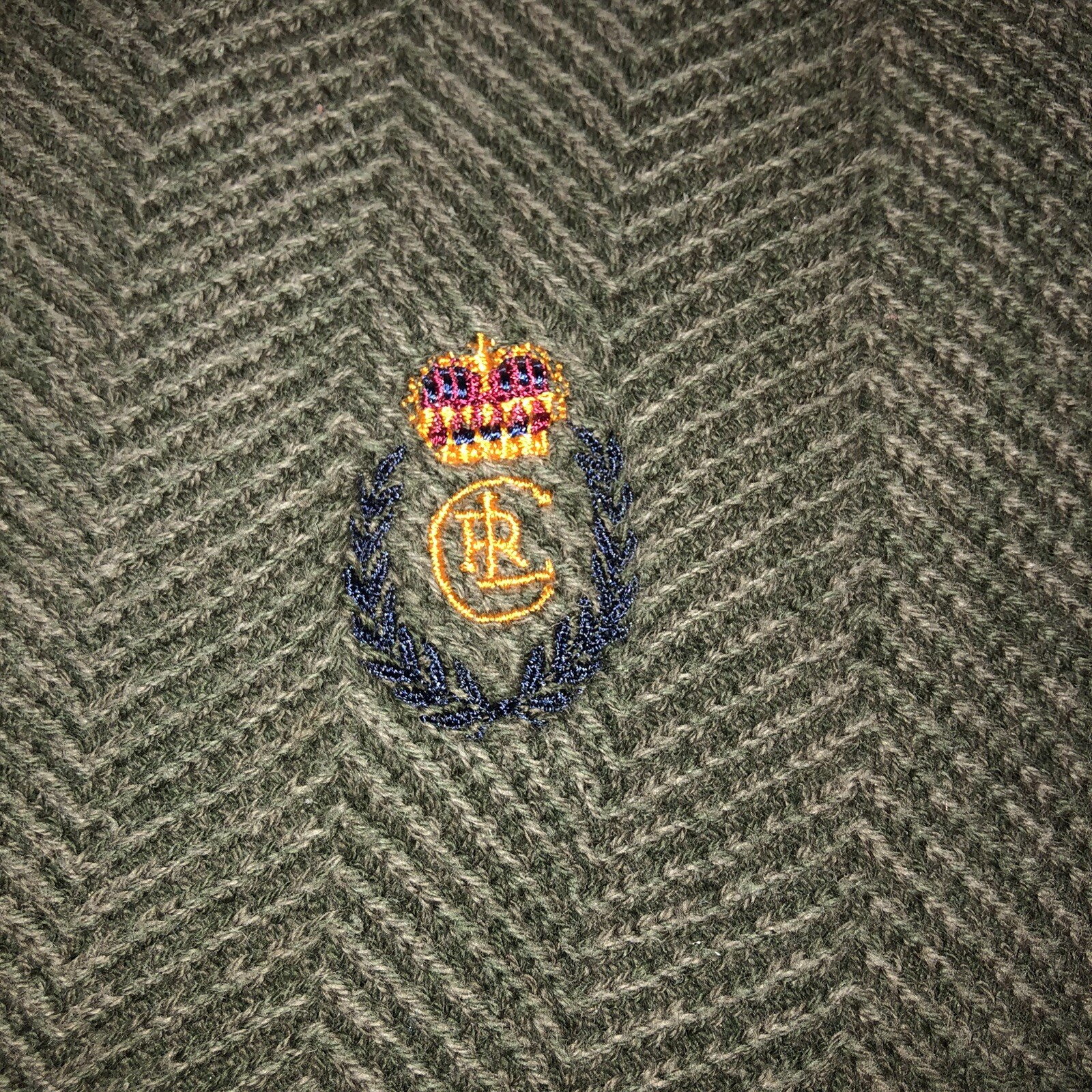 FADED chaps ralph lauren green herringbone knit chunk… - Gem