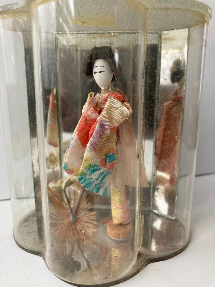 Vintage Mid Century Miniature Japanese Geisha Figure in Mirrored ...