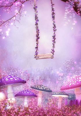 Purple Pink Fantasy Garden Swing Full Wall Mural Photo Wallpaper Home ...