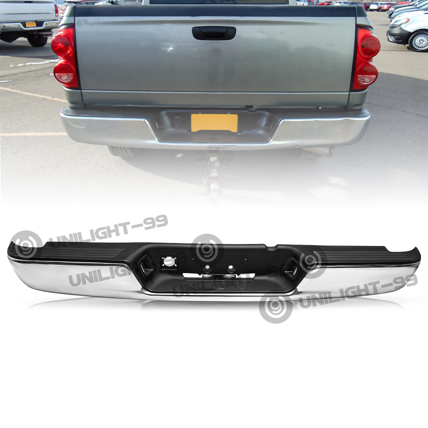Chrome Rear Step Bumper Assembly For 2002-2008 Dodge Ram 1500/2500/3500 ...