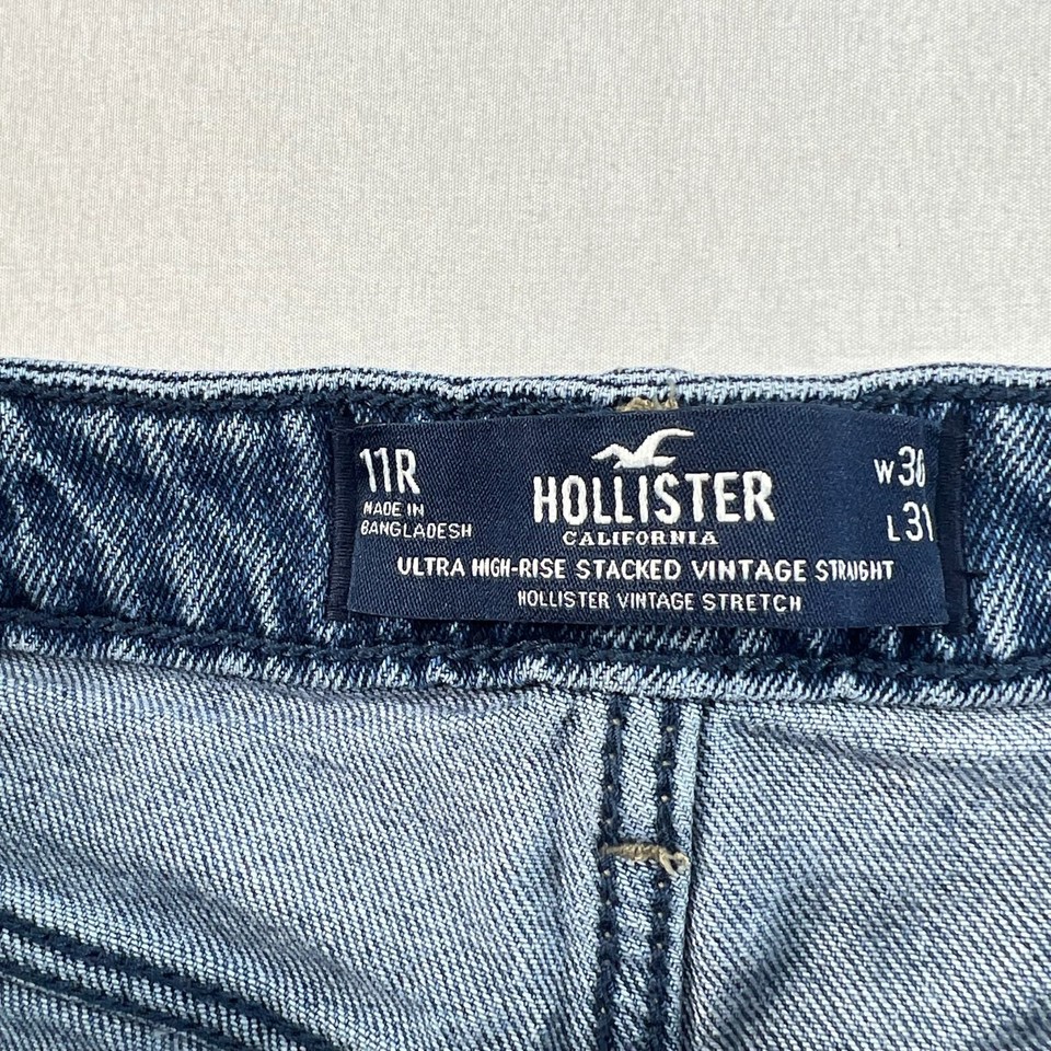 Hollister Shorts Womens Size 11R Blue Denim Stretch Distressed Raw Hem ...