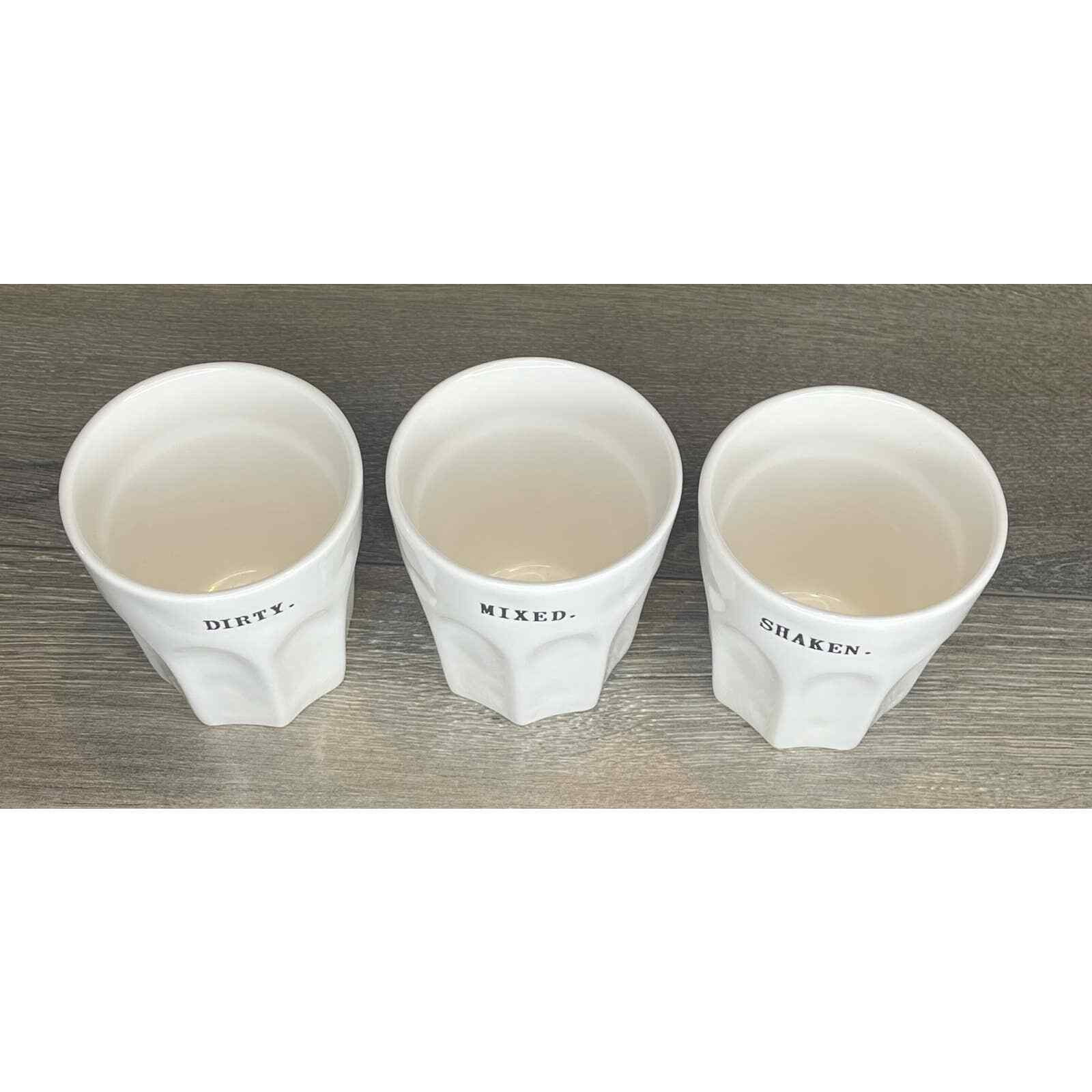 Rae Dunn Ceramic DRINKING GLASS Set (3) Glassware 8oz DIRTY MIXED ...