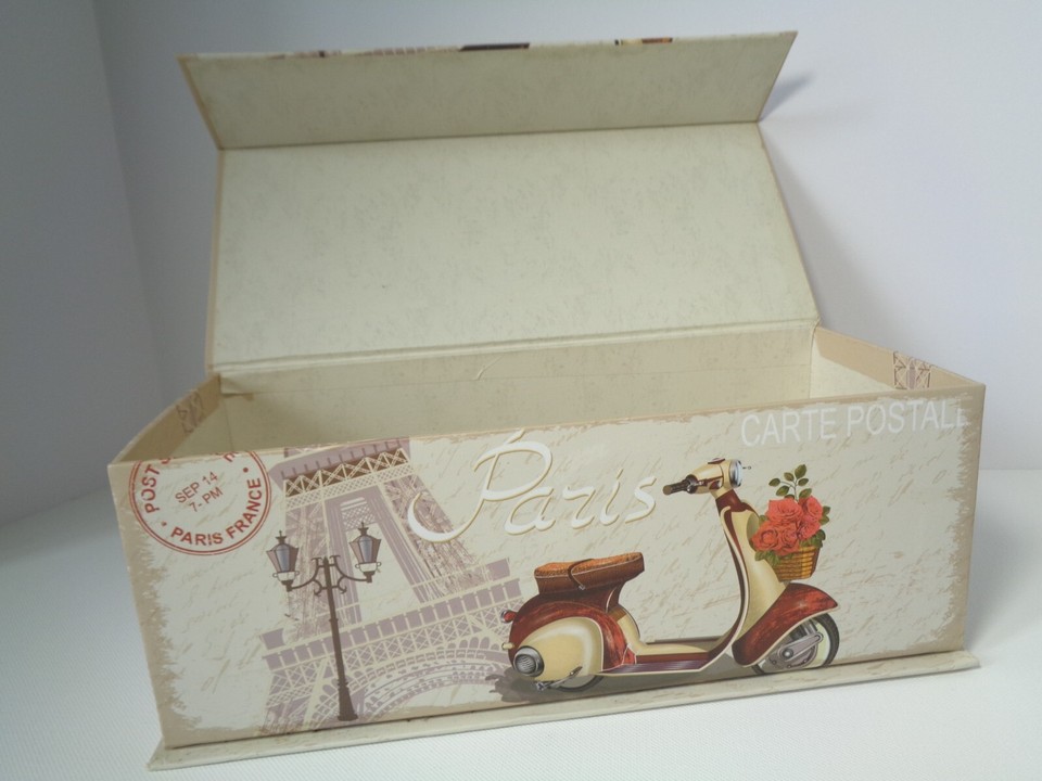 Paris Theme Storage Box Magnetic Closure 11.75" X 5.25" X 4.25" Gift ...