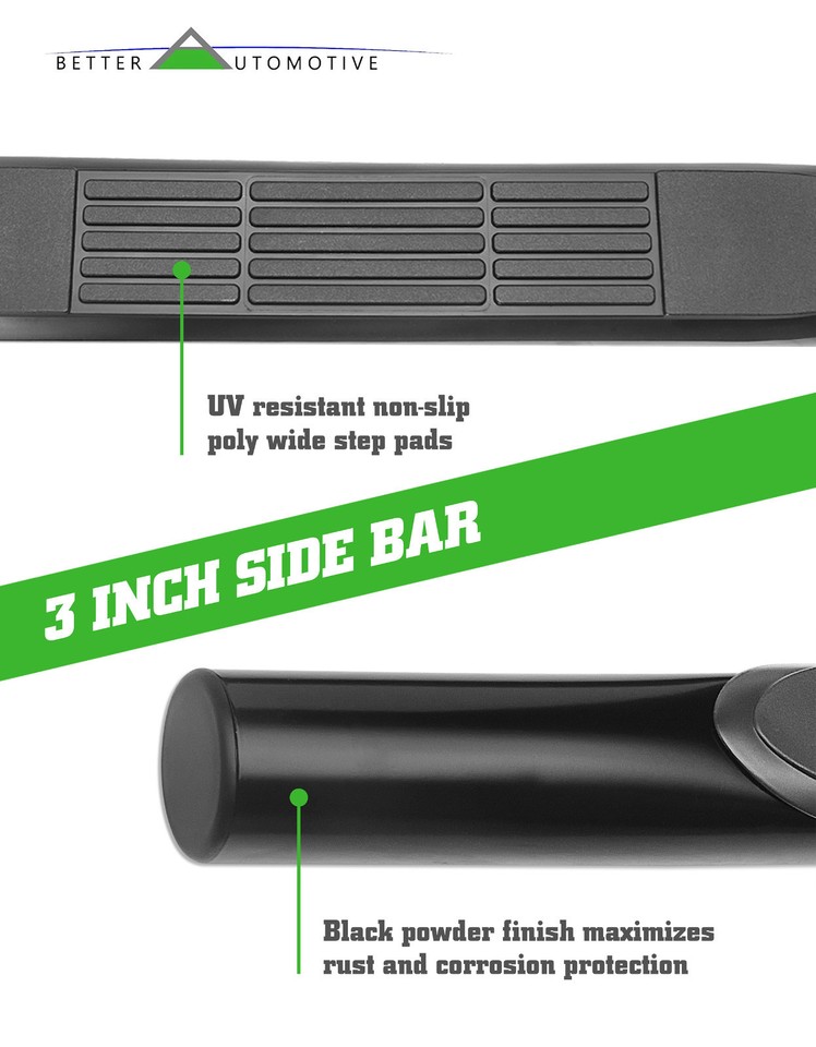 3" Black Side Steps for 2000-2004 Nissan Pathfinder Nerf Bar Running ...