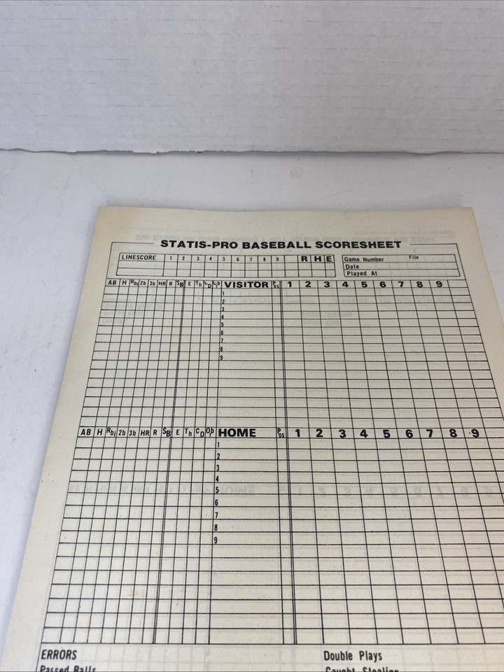 1978 Statis Pro Baseball Unused Scoresheets Avalon Hill Originals | eBay