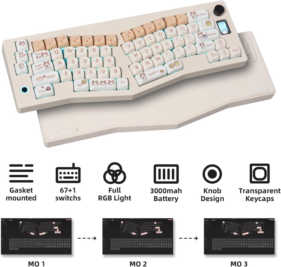 CIDOO ABM066 Alice Keyboard Hot Swappable Mechanical Keyboard RGB ...