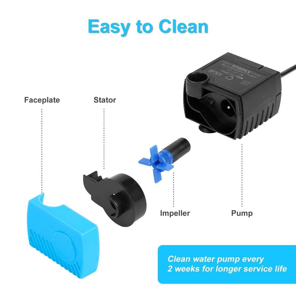 SP-400LV Cat Water Fountain Pump, SP-400LV USB Plug Replacement Pump ...