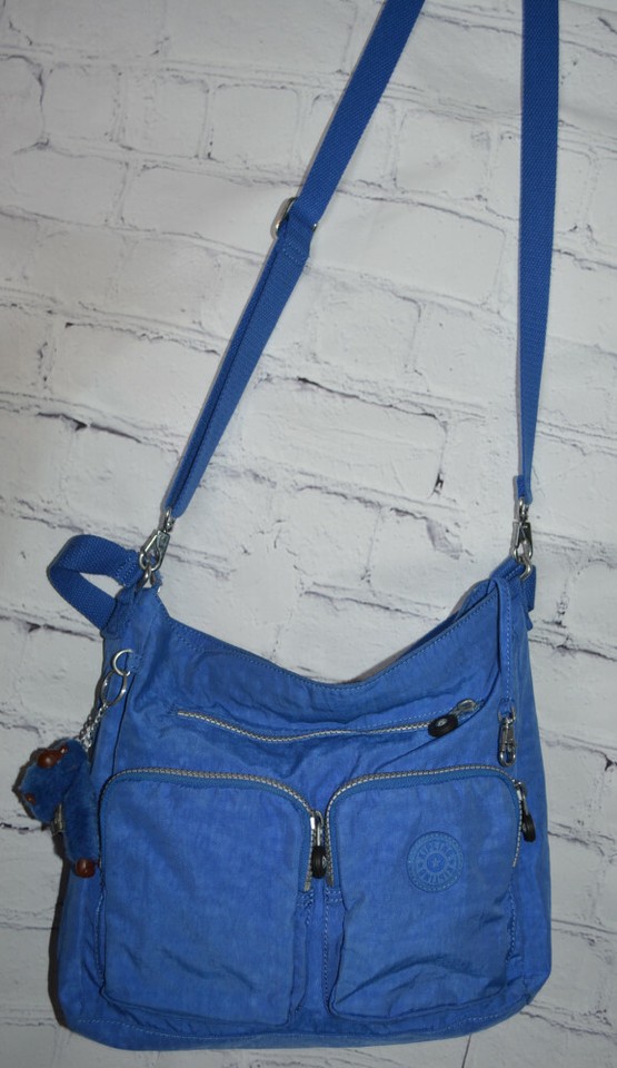 Kipling purse Crossbody Bag PRETTY BLUE WITH APE AND SO MANY POCKETS | eBay