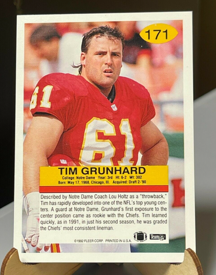 Tim Grunhard Kansas City Chiefs 1992 Fleer NM or Better | eBay