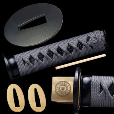 15cm Grey Tsuka Handle Tsuba Fitting For Japanese Wakizashi Katana ...