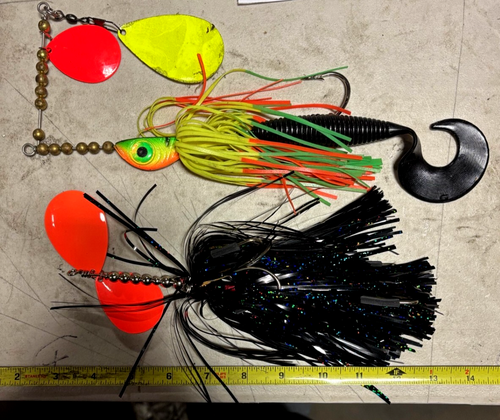 2 ct. double 8 bucktail and GIANT spinnerbait muskie pike musky lures ...