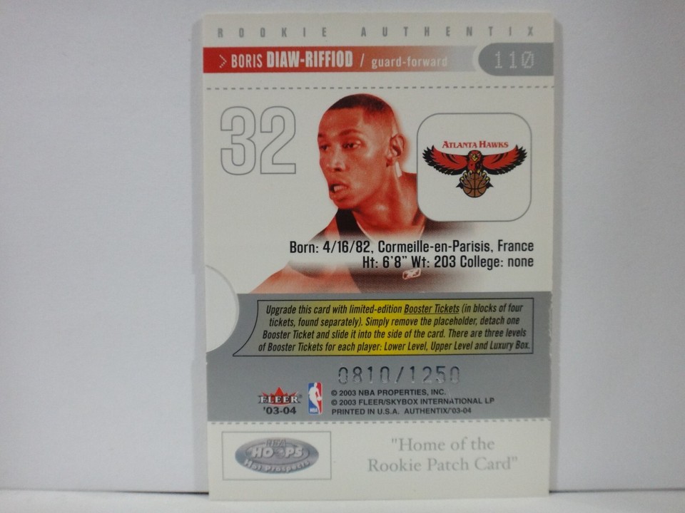 2003-04 Fleer Authentix /1250 Boris Diaw #110 Rookie RC | eBay
