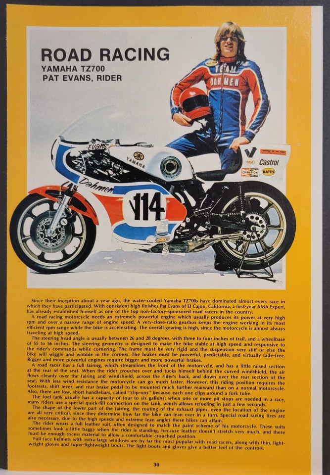 1974 Eric Jensen Penton 250 ISDT Enduro Pat Evans Yamaha TZ700 Pinup ...