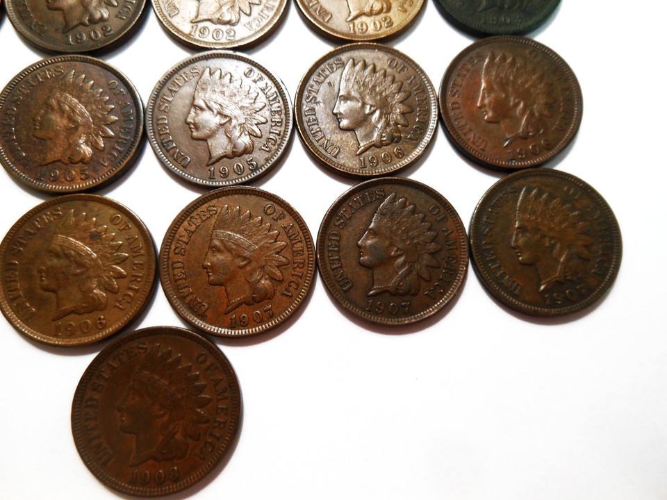 1/2 Roll of *High Grade* Indian Head Cents (25) Coins in AU to XF cond ...
