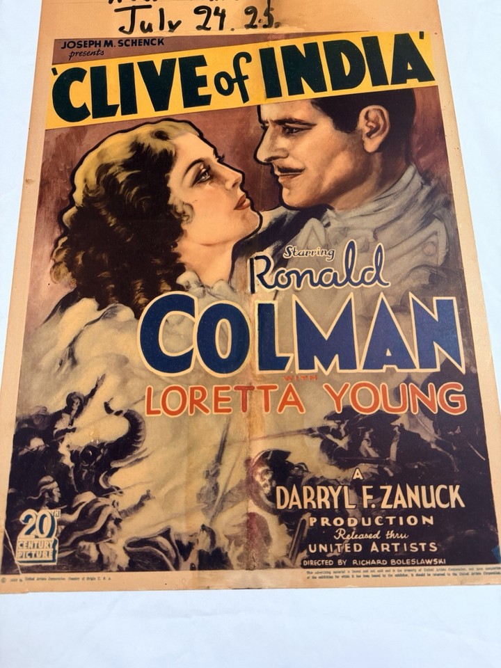 1935 Clive Of India Original 14x22 Window Movie Poster Loretta Young ...