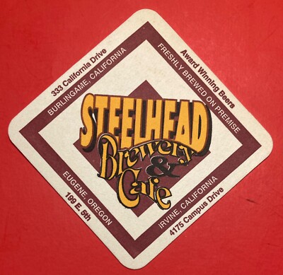 STEELHEAD BREWING EUGENE OREGON CALIFORNIA 4 INCH SQUARE BEER COASTER ...