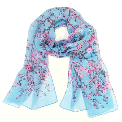 Wrapables Lightweight Floral Spring Chiffon Scarf, Floral Blue | eBay