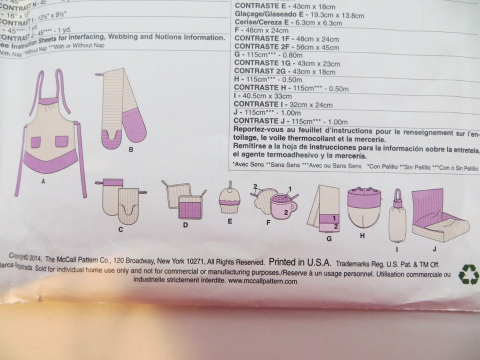 McCall's Crafts Sewing Pattern MP349 UNCUT Apron & Kitchen Acc one size ...