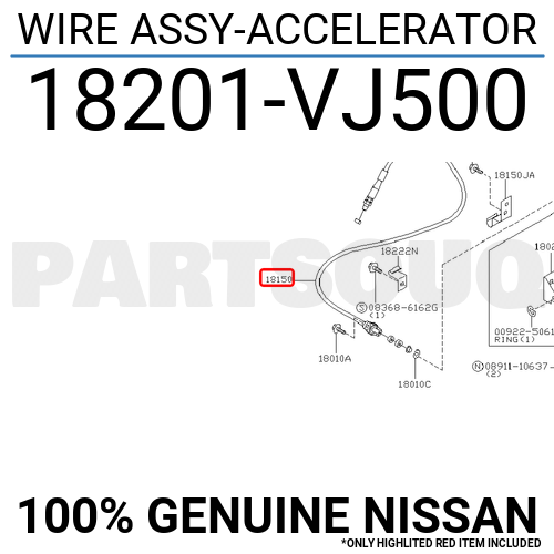 18201VJ500 Genuine Nissan WIRE ASSY-ACCELERATOR 18201-VJ500 | eBay
