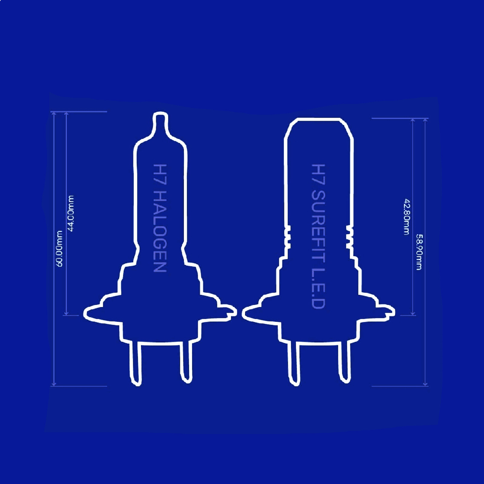 Narva H7 LED Globes Surefit GEN II 12V / 24V Pair H7 LED Headlight Kit ...