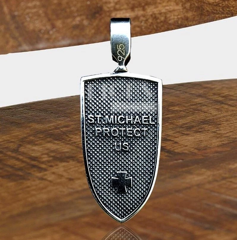 sale onlineshop Mens Necklace Michael Angel and Saint George Pendant in Sterling Silver 925