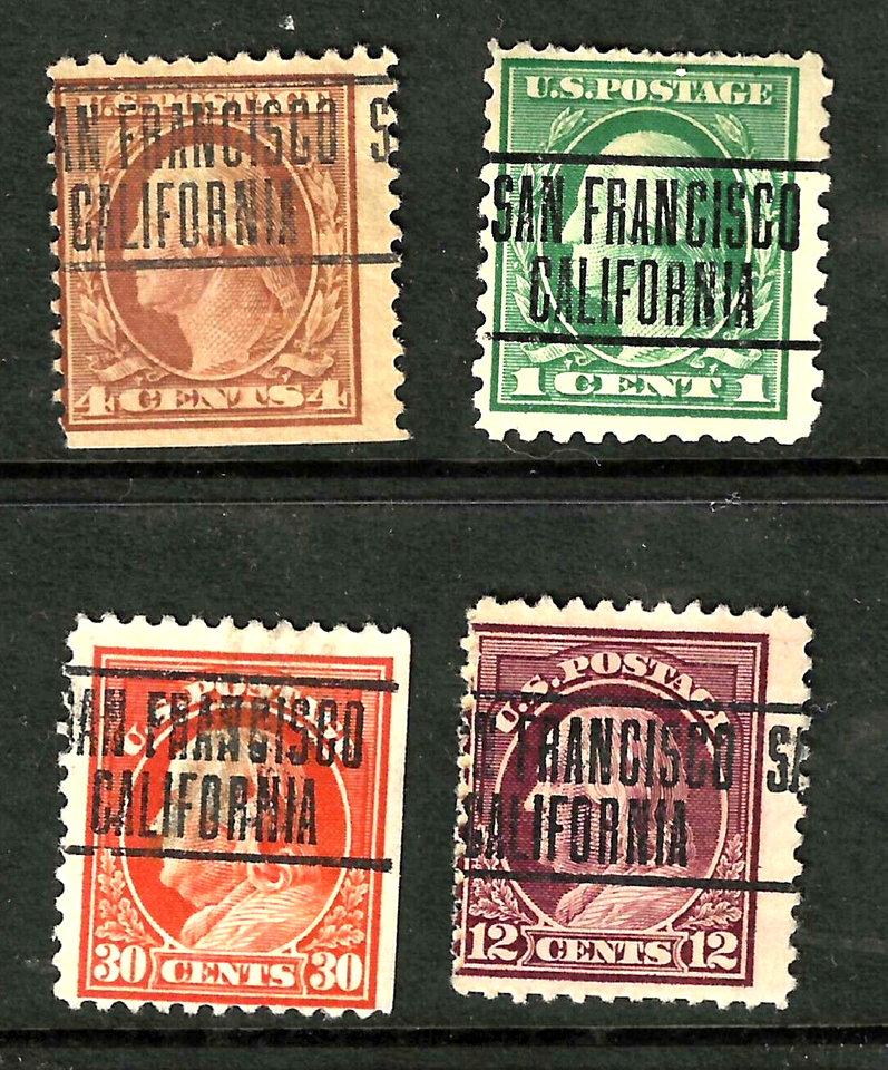 SAN FRANCISCO CALIFORNIA Precancels 1 -30 Cent Washington Franklin US ...