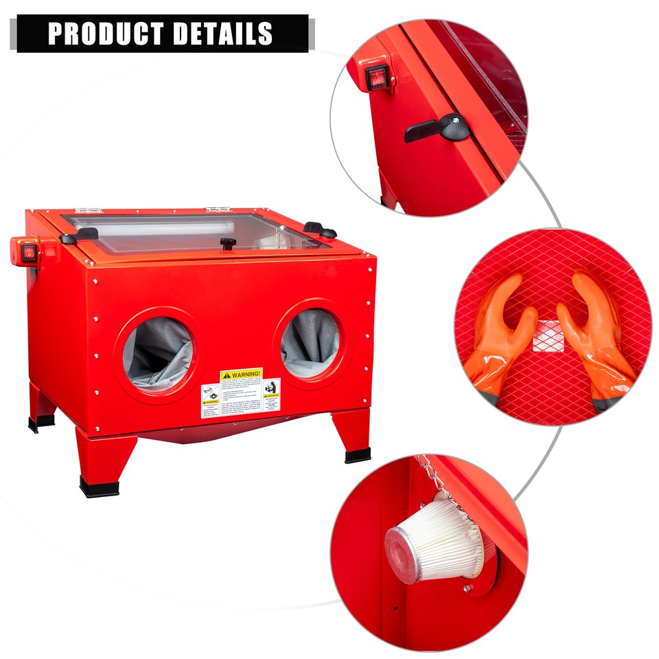 Portable Benchtop Sand Blaster Cabinet Kit 25 Gal Sandblasting Cabinet ...