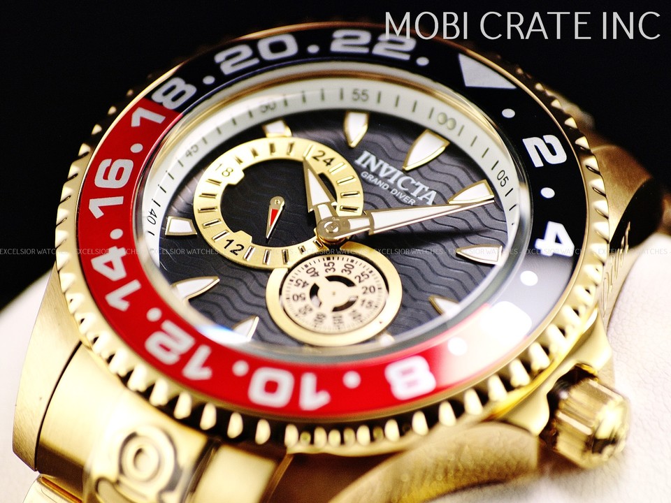 New Invicta Men's 47mm Grand Diver GMT AUTOMATIC Black Wave Dial SS ...
