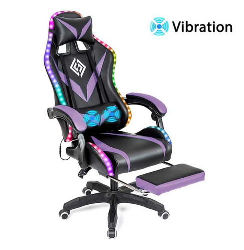 RBG LIGHTS Computer Gaming Chair OFFICE BACK SUPPORT BLUETOOTH CUSHION ...