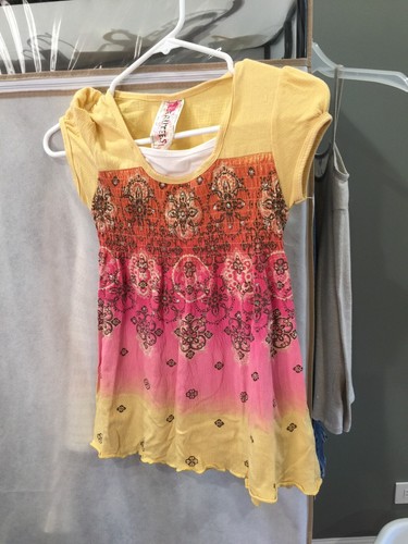 Beautees Girl's Sleeveless Yellow Pink Tunic Top Size S Small | eBay
