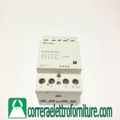 Finder 226402304310 Contattore modulare 3 moduli 4 contatti NO 63A 230V ...