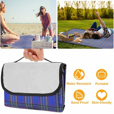 60"x78" Waterproof Picnic Blanket Outdoor Sand Beach Mat Pad Rug with ...
