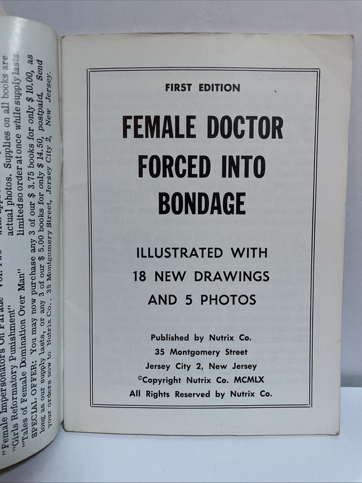 1960 Irving Klaw Nutrix Bondage Magazine FEMALE DOCTOR 18 Drawings & 5 ...