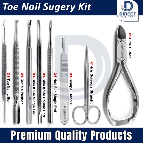 8Pcs Toe Nail Removal Set Chiropody Podiatry Instruments Ingrown Nail ...