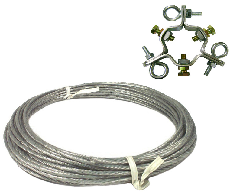 100' 6/20 Coated Guy Wire & Guy Ring for Antenna Mast up to 2.25" EZ 60 ...