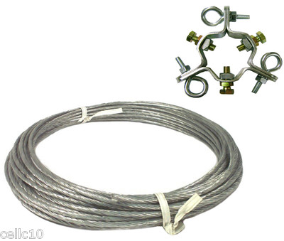 100' 6/20 Coated Guy Wire & Guy Ring for Antenna Mast up to 2.25" EZ 60 ...