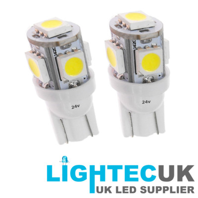 24 Volt LED 501 T10 W5W Xenon White HGV Truck Lorry Sidelight Bulbs ...