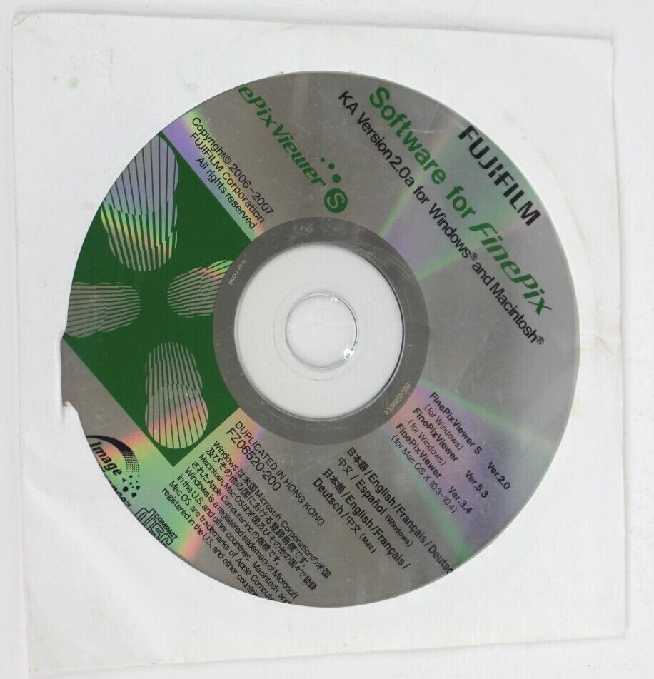 Fujifilm Software For FinePix - KA Version 2.0A for Windows/Mac *DISC ...