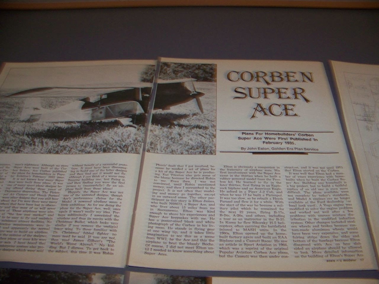 VINTAGE..CORBEN SUPER ACE..R/C SCALE MODEL PLANS/MODEL..RARE! (22P) | eBay