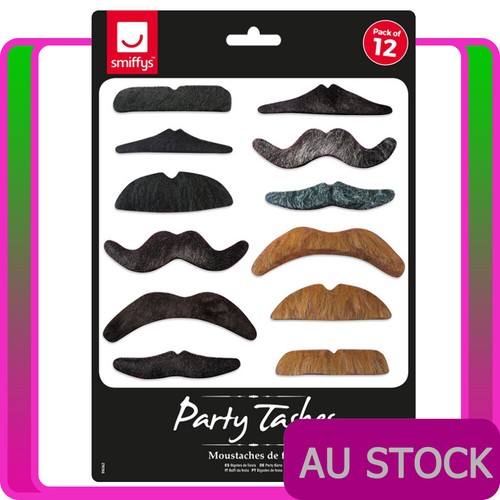 12pcs Fake Mustache Party Black Self Adhesive Costume Fancy Stylish ...