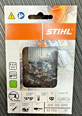 STIHL ms194t ms193t 14" 63PS3 50 Chain 3/8p .050 50 dl 3616 005 0050 ...