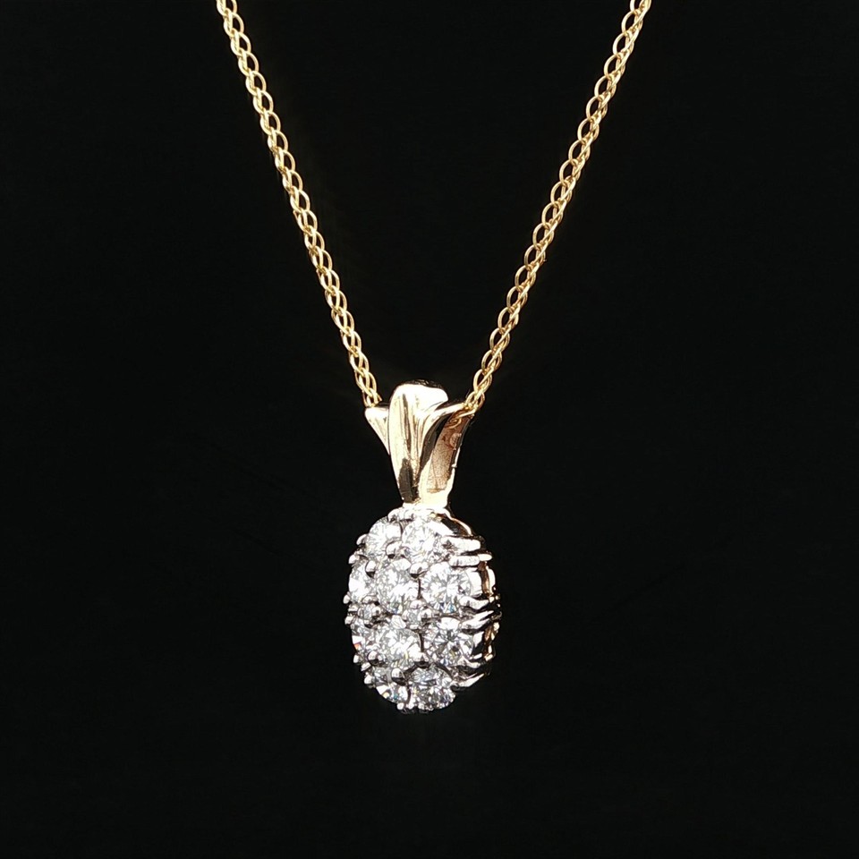 Vintage Jabel Yellow Gold Fiery 1.0ct Diamond Pineapple Cluster Pendant ...