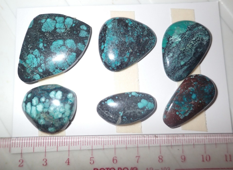 Turquoise Stone Flat Free Form Cabochon 132.5 Carat 6 pieces 26.5 gram ...