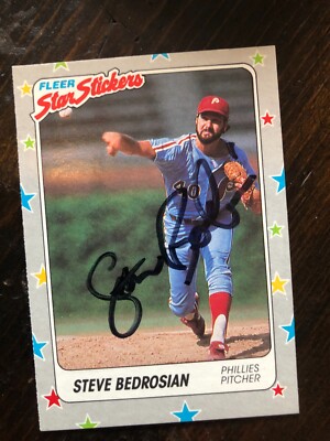 Philadelphia Phillies STEVE BEDROSIAN autographed 1988 Fleer Star ...